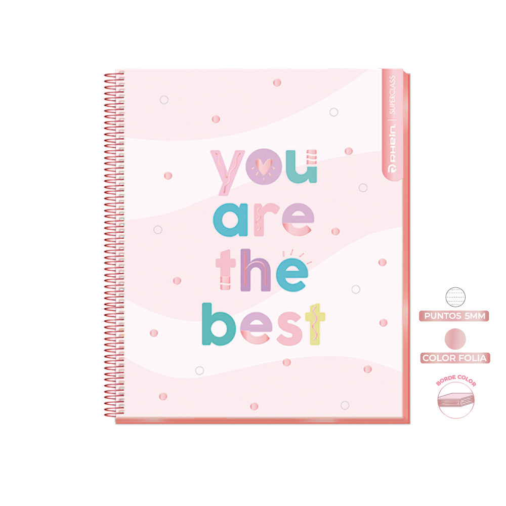 Cuaderno 1/2 Oficio Puntos 5 Mm Superclass 3 Materias Pastel 120 Hojas