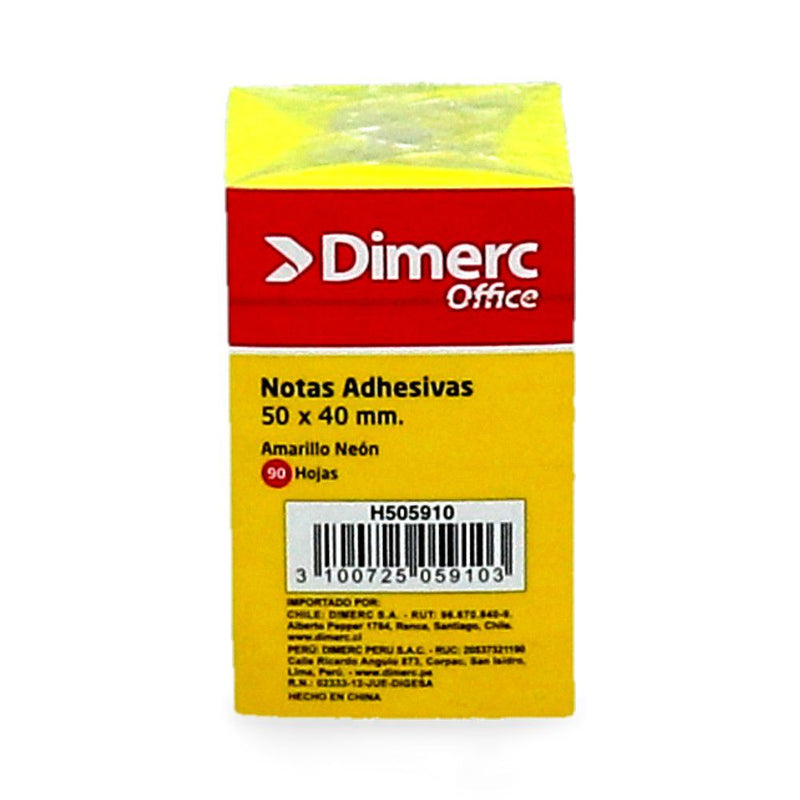 Nota Adhesiva 12 Un x 90 Hojas 3.8 x 5.1 Cm Amarillo Neon 653 Block ...