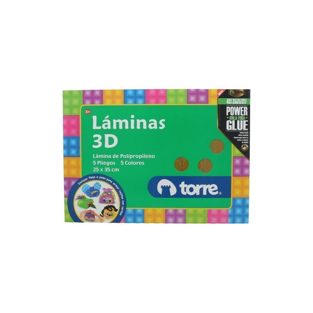 Carpeta Con Laminas 3D 5 Pliegos 5 Colores 25X35 Cm